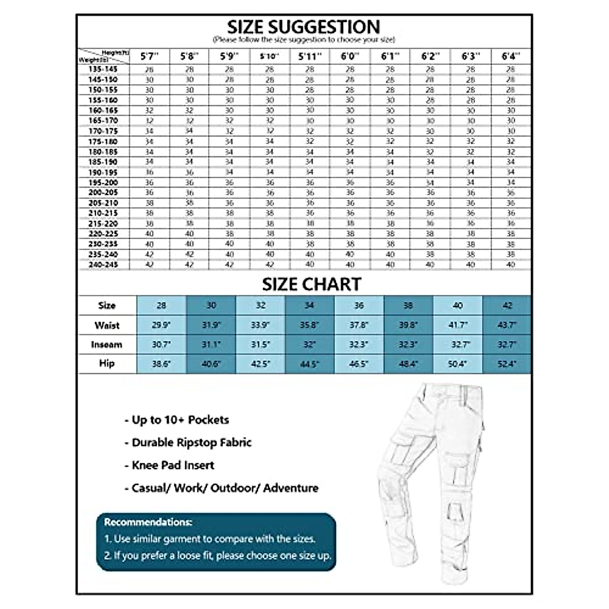 AKARMY Men's Hiking Pants for Men, Camo Travel Pants, Lightweight Mens Work Pants HYG3WF Gray 36