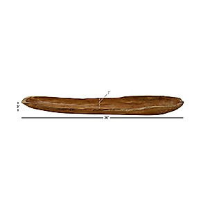 Deco 79 Teak Wood Handmade Live Edge Tray, 36" x 7" x 3", Brown