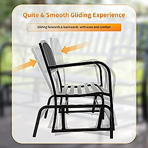 PayLessHere Metal Patio Glider Bench Outdoor Glider Bench Outdoor Swing Rocking Chair Patio Swing for Outside Garden Porch Yard,Black