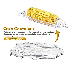 4 Pieces Corn Trays Sets Plastic Corn Dishes Service Tray Transparent Cob Dinnerware Corn Cob Holders for Butter Corn