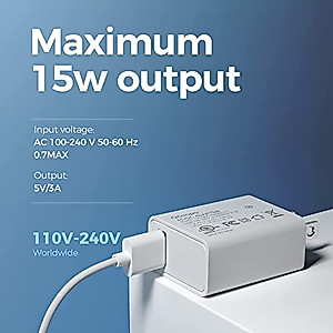OCOOPA Hand Warmers Charger,15W Charge Adapter, 5Volt USB Wall Charger for U5S, 2-in-1 USB C Charging Cable