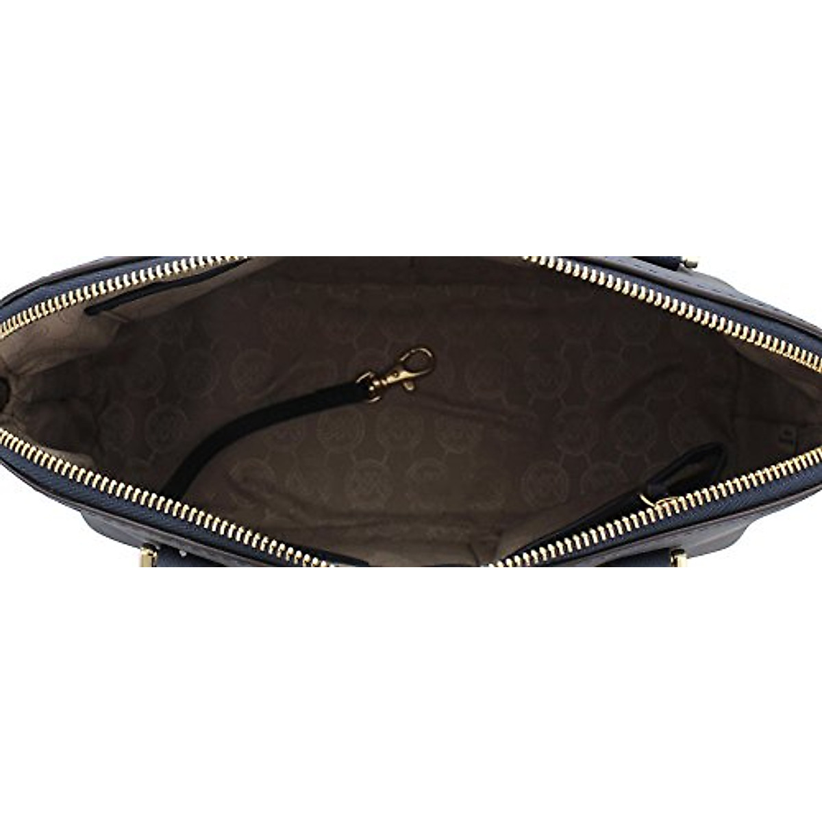 MICHAEL Michael Kors Womens Cindy Leather Signature Satchel Handbag Navy Medium