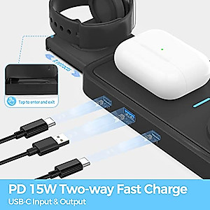 Wireless Charging Pad, Mag-Safe Charger Stand Compatible with Magsafe iPhone 14/13/12, Apple Watch Ultra/8/7/SE2/Airpods 1 2/ Pro1 2, 3-in-1 Magnetic Wireless Charging Station(QC 3.0 Adapter)