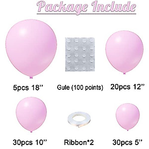 Pink Balloons 85 pcs Light Pink Balloons Garland Arch Kit 5/10/12/18 Inch Different Sizes Pastel Pink Latex Balloons for Pink Birthday Party Decorations Baby Shower Wedding Gender Reveal Decorations
