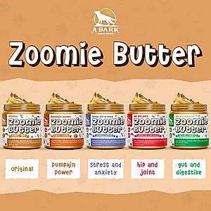 Zoomie Butter Original All Natural Dog Peanut Butter Squeeze. Human Grade, Healthy Dog Treat/Dog Food. Peanuts & Honey for Puppy Training, Behavior Aid, Pet Enrichment Toys, Grown & Made in USA