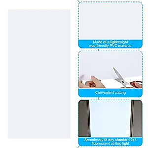 4 Piece Fluorescent Light Covers for Classroom Office Florescent Light Decor Cover Office and Classroom Decorations for Eliminate Harsh Glare Causing Eyestrain and Headaches, 4 x 2 Feet (White)