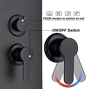𝗙𝗖𝗢𝗧𝗘𝗘𝗨 𝗦𝗵𝗼𝘄𝗲𝗿 𝗣𝗮𝗻𝗲𝗹 𝗧𝗼𝘄𝗲𝗿 𝗦𝘆𝘀𝘁𝗲𝗺 Shower Panel with LED Full Body Shower System Rain Shower Head 3-Setting Handheld Spray Luxury Shower Tower Stainless Steel Black