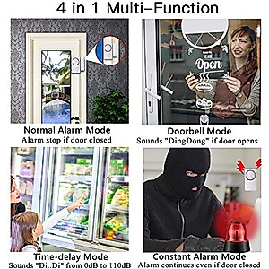 WSDCAM Door and Window Alarm for Home Wireless Alarm Security System Magnetic Alarm Sensor Close Door Reminder Loud 110 dB, 4-in-1 Mode Window Alarms 10 Pack