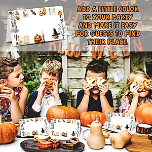 Set of 25 Halloween Tent Table Place Card Party Table Place Tent Labels, Editable Name of Place Cards, Collapsible, Halloween Thanksgiving Birthday Buffet Dinner Party Decorations - JY891