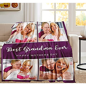 Juantao Custom Blanket with Photo Personalized Picture Throw Blanket Customized Best Mom Ever Blanket Mothers Day Birthday for Mom Grandma Women