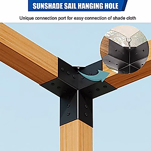 Pergola Kit, 3-Way Right Angle Pergola Brackets, 4 Pack Elevated Wood Stand Kit with Screws for 4x4 (Actual: 3.5x3.5 Inch) Lumber, Woodworks DIY Post Base Kit, Outdoor Pergola Hardware Kit