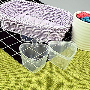 Tegg Storage Box 32PCS 1.5 oz Heart Shaped Transparent Plastic Storage Containers with Lids for Slime Foam Ball