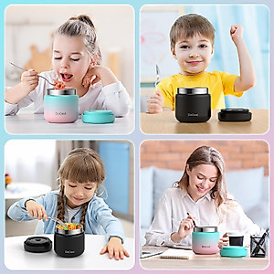 DaCool Insulated Food Jar Adults Food Thermos for Hot Food Lunch Boxes 27 OZ Vacuum Stainless Steel Hot Cold Food Jar for Adults Women Man Wide Mouth for School Office Picnic Travel Outdoors, Black