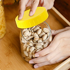 Tixill 20 Pcs Plastic Mason Jar Lids 10 Regular Mouth 2.87 * 0.79 Inch & 10 Wide Mouth 3.31 * 0.79 Inch Bottle Storage Caps Sealing Cap with Silicone Sealing Ring for Canning Jars