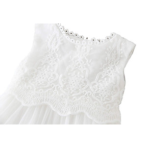 DINGDONG'S CLOSET Baby Toddler Girls Christening Baptism Embroidered Dress with Bonnet 2Pieces Grown Outfit(18Months) Ivory