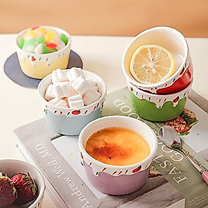 ZOOFOX Set of 6 Porcelain Ice Cream Cups, 6 oz Ice Cream Sundae Bowls for Hot or Cold Food, Mini Dessert Bowls for Sundae, Frozen Yogurt, Cupcake, Pudding, Creme Brulee, Lava Cake