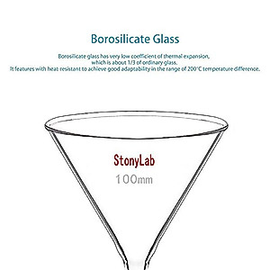 stonylab 4pcs Glass Funnel Set, Heavy Wall Borosilicate Glass Short Stem Funnels Filling Funnels, 50 mm/75 mm/100 mm/120 mm Diameter