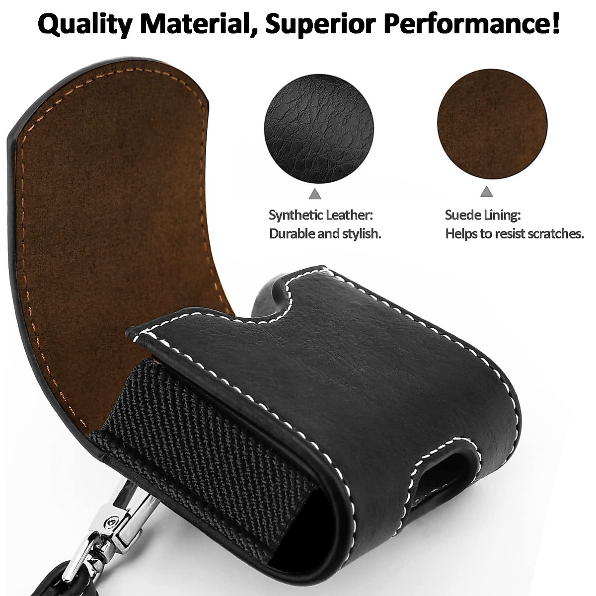 Miimall Compatible for Google Pixel Buds Pro Case Leather, Wear-Resist Magnetic Closure Protective Pouch Pocket with Lanyard, Holster Leather Case for Pixel Buds A-Series, Pixel Buds 2 (Black)