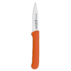 Messermeister Petite Messer 3” Spear Point Parer with Matching Sheath, Orange - German 1.4116 Stainless Steel & Ergonomic Handle - Lightweight, Rust Resistant & Easy to Maintain