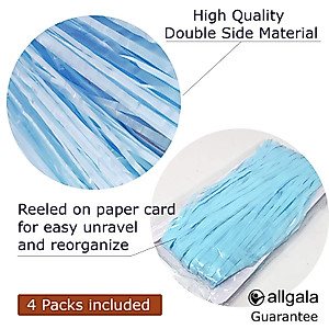 Allgala 4 Pack Macaron Blue Metalic Tinsel Party Photo Backdrop Curtain 3.3x6.6 FT (1x2M) Photo Booth Background Curtains Door Fringe Décor Party Streamer for Birthday Graduation New Year Eve