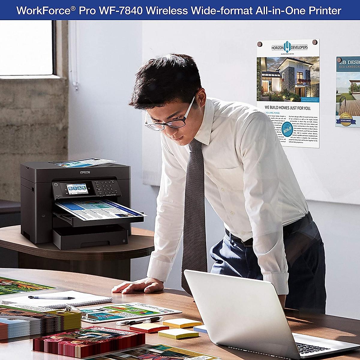 Epson Workforce Pro WF-78 Series Wireless All-in-One Inkjet Printer, Wide-Format Printing up to 13" x 19", Auto Duplex Print, Copy Scan Fax, Two 250-Sheet Trays, 50-Sheet ADF