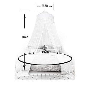 Mosquito Net for Bed Canopy Macrame Pop-Up Circular Curtain Natural Lace Large Tent Crib Netting, Carry Bag