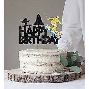 BIABISD Snow ski cake topper Ski lovers birthday theme decoration Ski sports theme birthday party decoration