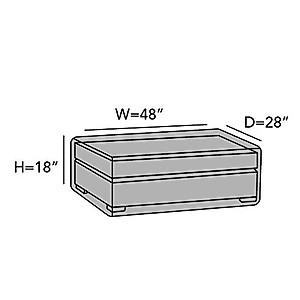 Covermates Outdoor Rectangular Ottoman Cover - Water Resistant Polyester, Drawcord Hem, Mesh Vents, Seating and Chair Covers, 48W x 28D x 18H, Khaki