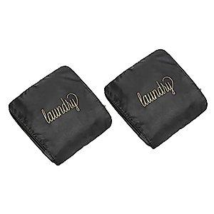 JIANWEI 2pcs Travel Laundry Bag, Expandable Laundry Bag with Drawstring, Small Dirty Clothes Bags, Laundry Basket Clothes Hamper for Traveling(Black)
