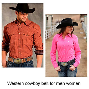 Mealah Men-Women-Western-Cowboy-Belt PU-Leather Floral Engraved-Bull-Buckle-Belts for Jeans (for 25" to 38" Waist)
