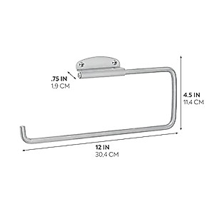 iDesign Forma Wall Mounted Metal Paper Towel Holder, Swiveling Roll Organizer for Kitchen, Bathroom, Craft Room, 12" x .75" x 4.5", Chrome