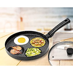 MyLifeUNIT Egg Frying Pan, 4-Cup Nonstick Fried Egg Pan, Aluminum Egg Cooker Pan with Lid and Spatula