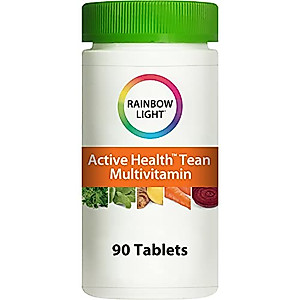 Rainbow Light Multivitamin for Teens, Vitamin C, Zinc, & B Complex, Supports Brain Health, Nerve Function, and a Strong Immune System, Gluten Free, Vegetarian, Fruit Punch, 90 Tablets