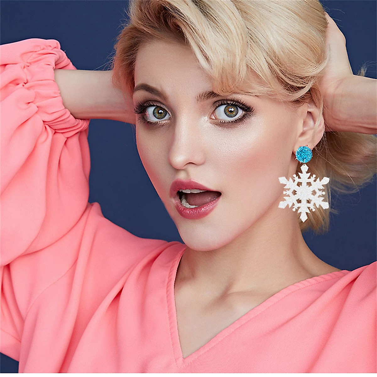 Dreuyet 4 Pairs Acrylic Earrings for Women Holiday Gay Independence Day Easter Christmas Valentine's St. Patrick's Day Earrings Acrylic Holiday Earring (Christmas)