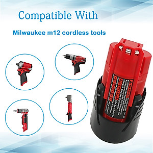 VOLT1799 4Pack 3.0Ah Replacement M12 Battery for Milwaukee M12 Battery 48-11-2401,compatible with Milwaukee 12v Cordless Tools