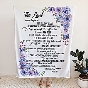 The Lord is My Shepherd Psalm 23 Christian Scripture Inspirational Gifts for Women Men Religious Christian Gifts Jesus Christ Bible Verse Blanket Christian Blankets and Throws Christmas