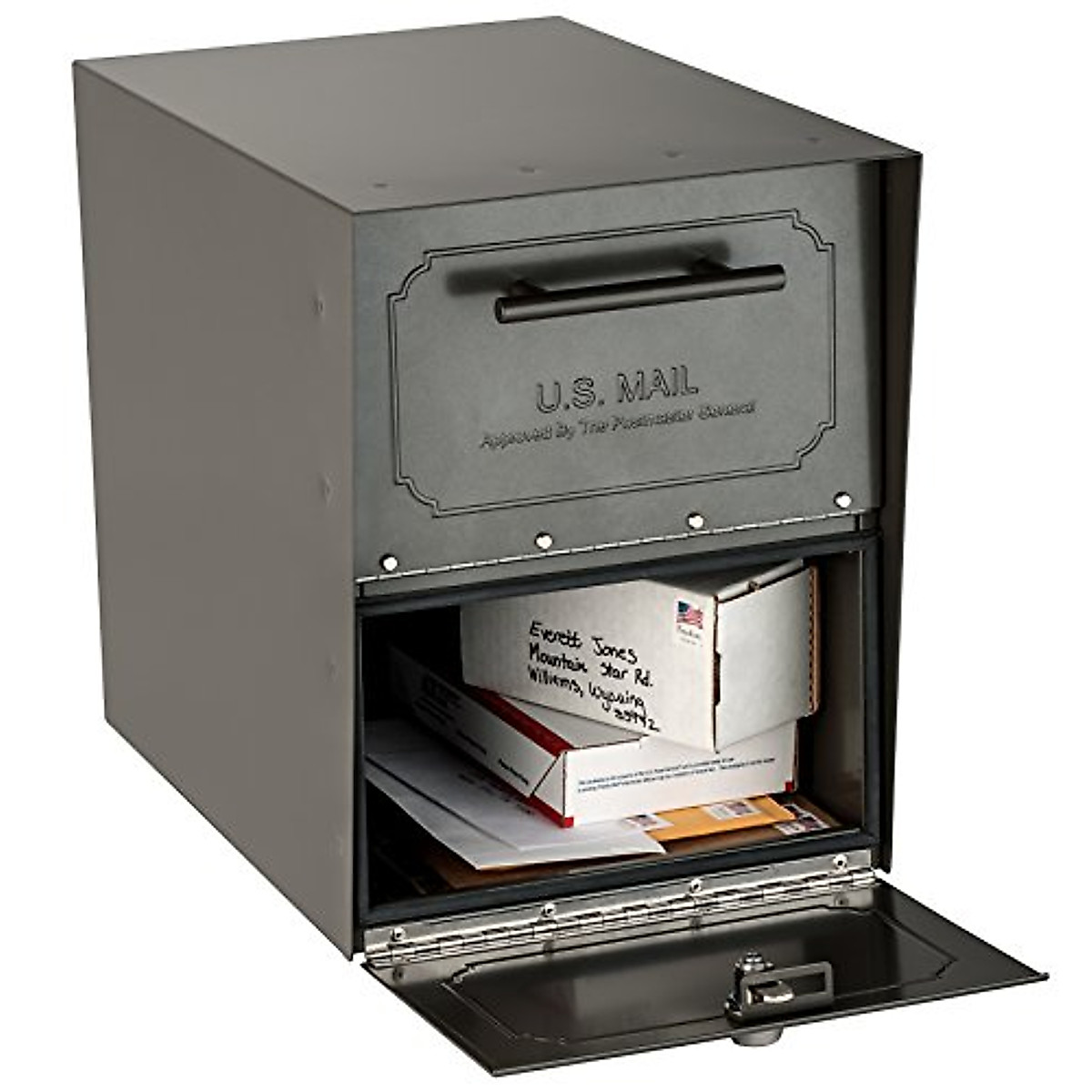 Architectural Mailboxes 6200Z-10 Oasis Classic Locking Post Mount Mailbox, 18"D x 11.5"W x 14"H ,Graphite Bronze