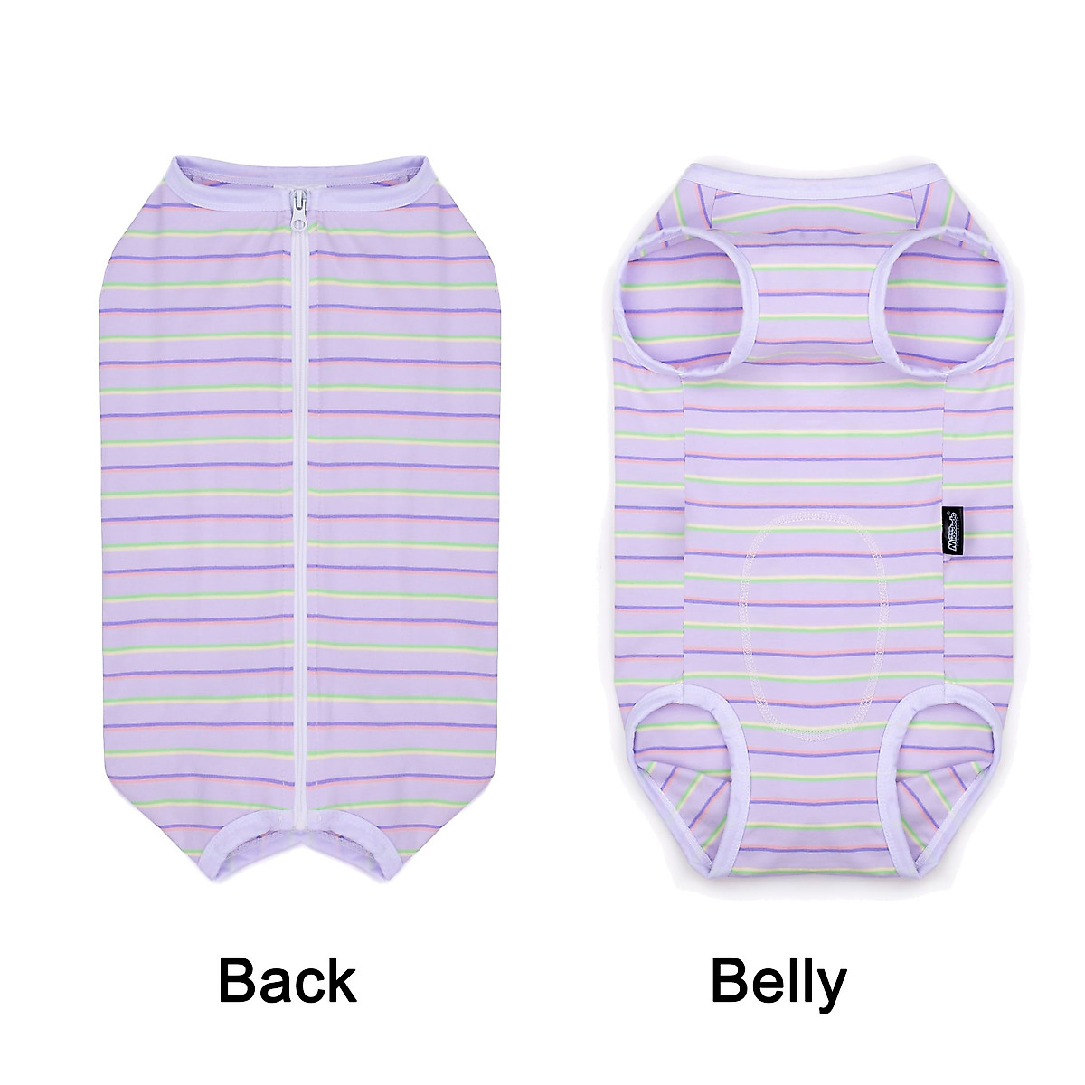 Puppy Striped Recovery Suit for Female Male Dogs Cats,Zip Up Dog Onesie Recovery Shirt Abdominal Wounds,Professional Spay Neuter Dog Pet Bodysuit After Surgery Wear Anti Licking Wounds