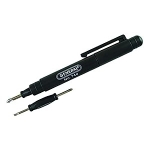 General Tools 744 Pocket 4-in-1 Mini Screwdriver , Black