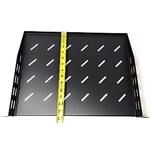 KENUCO Vented Cantilever Universal Rack Shelf, 13.7" Deep, for 19” equipment racks. Heavy-Duty 1.2mm Cold Rolled Steel, 60lbs Capacity (White 1U x 13.7'')