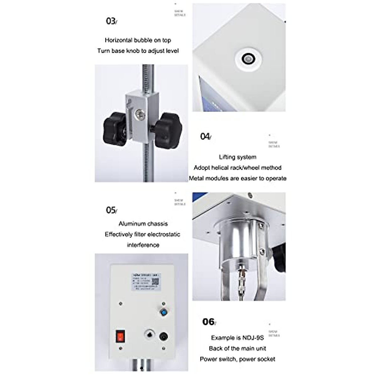 NDJ-8S Digital Rotational Viscometer with 4 Types of rotors and 8 speeds
