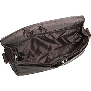 Kenneth Cole REACTION Risky Business Messenger Full-Grain Colombian Leather Crossbody Laptop Case & Tablet Day Bag, Black