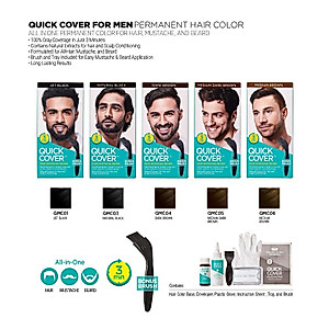 KISS Quick Cover For Men Permanent Hair Color Mustache Beard QMC (Natural Black)