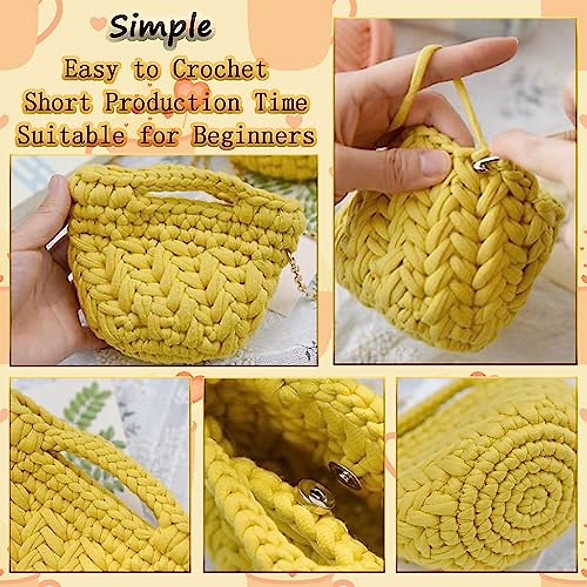 3PCS 150g Beginners Blue Yarn for Crocheting and Knitting,260 Yards Cotton Nylon Blend Yarn for Hand DIY Bag Basket Dolls and Cushion