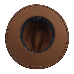 Koreshion Women Classic Fedora Hat Wool Wide Brim Felt Hats Jazz Cap with Belt Buckle Panama Hat Coffee