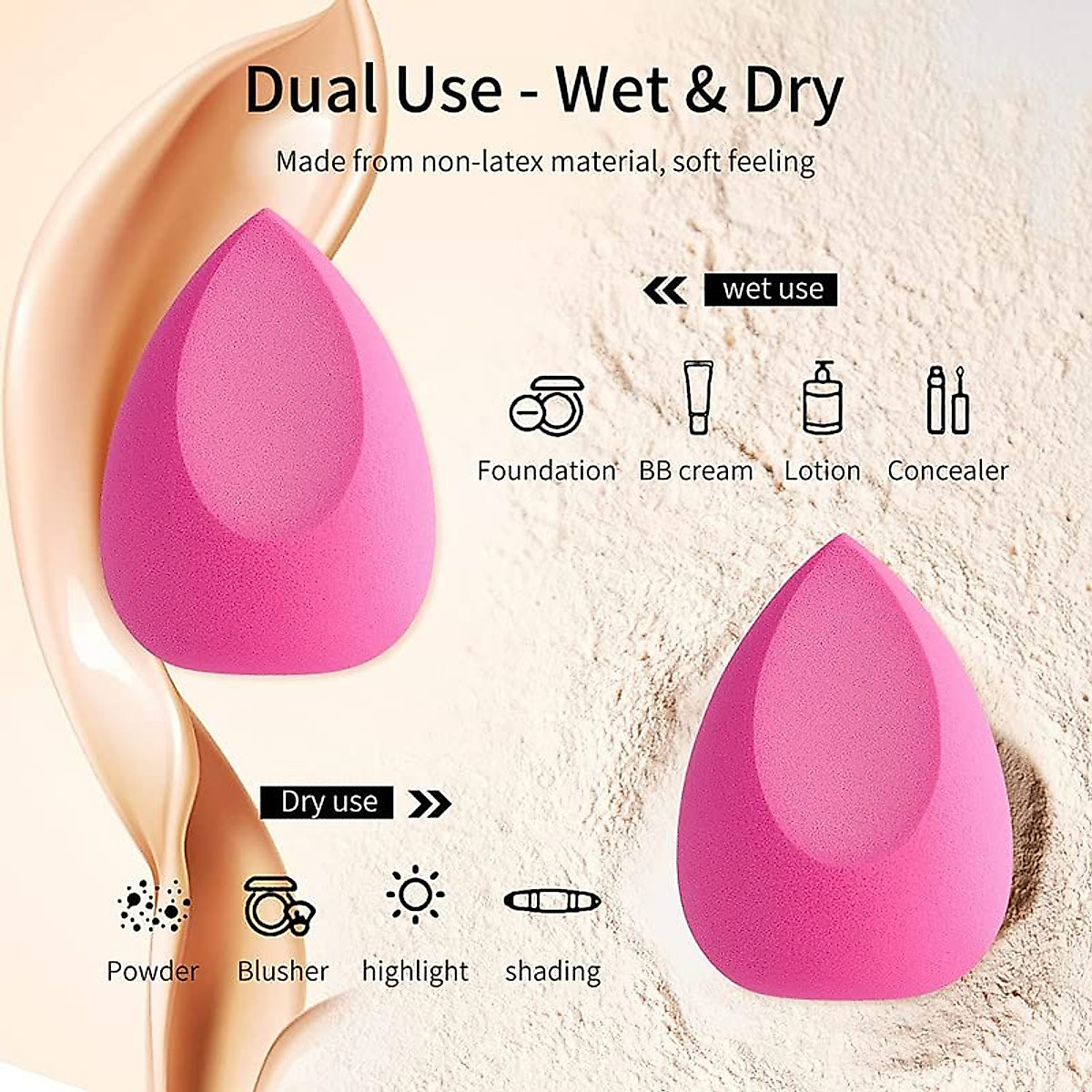 IYOCHO 1 pcs painless metal eyelash curler with 6 replaceable silicone pads, with 4 pcs makeup sponges beauty sponge blenders with 4 colors (1 eyelash curler+ 4 sponges+ 6 silicone pads)