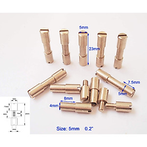 5Afashion EDC Knife Fasteners Rivets,Knifemakers Corby Screws,DIY knife handle stud - 10 sets (brass, 0.2")