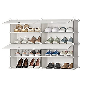 JOISCOPE Shoe Rack, 4 Tier 16 Pairs Shoe Storage Cabinet, Free Standing Shoe Shelf Organizer for Boots Slippers High Heels, for Closet Bedroom Hallway, Entryway