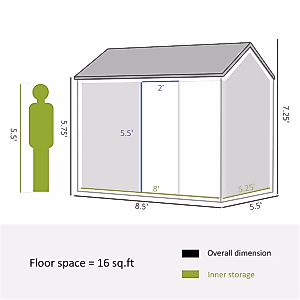 48 ft² Garden Shed with Galvanized Steel Frame, Double Doors, and Window, Spacious Storage Solution for Tools, Outdoor Equipment, Weather-Resistant & Lockable