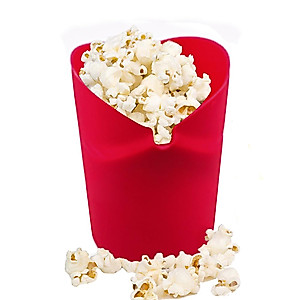 Fglmctsh The Original Microwave Popcorn Popper, Silicone Popcorn Maker Collapsible Bowl BPA -Free, Hot Air Popcorn Maker, No Oil Required (Red, 1)
